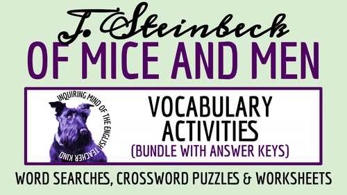 Of Mice and Men Vocabulary Games | Crossword Puzzles | Word Searches ...