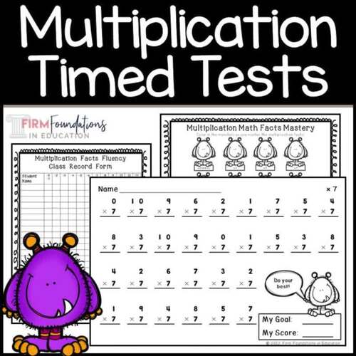 Multiplication Practice Timed Tests Math Fact Fluency Assessments Speed ...