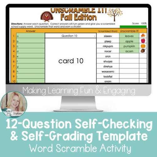 Editable Self-Checking Template - Task Card Digital Fall Activity ...