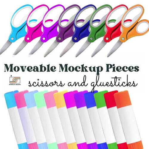 Scissors and Glue Images for Mockups Movables - Transparent Background PNG
