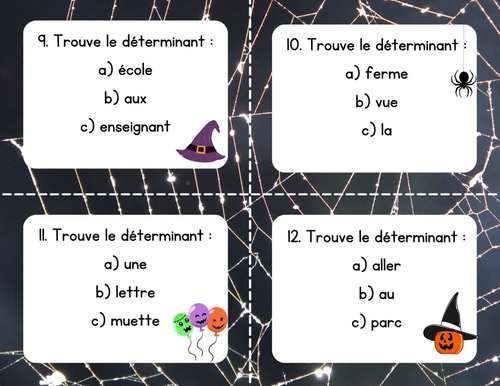 Cartes à tâches grammaire Halloween/ French Halloween task cards