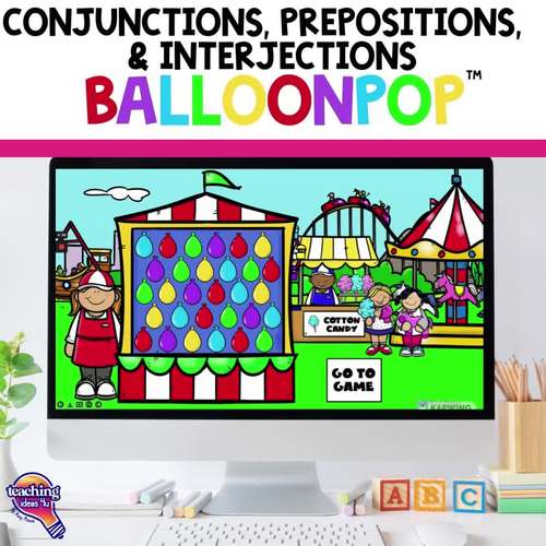 5th Grade Conjunctions & Prepositions Digital Review Games - BalloonPop