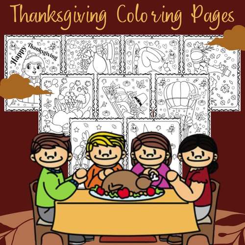 Thanksgiving Dinner Coloring Pages | Turkey Day Coloring Sheets | TpT