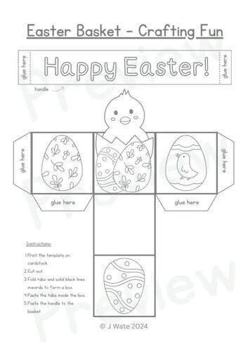 Easter Craft - Bunny Baskets 3D Templates for Spring & Easter Activities