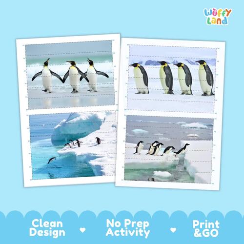 Penguin Cut and Match Activity | Winter Animals Fine Motor Center Puzzles