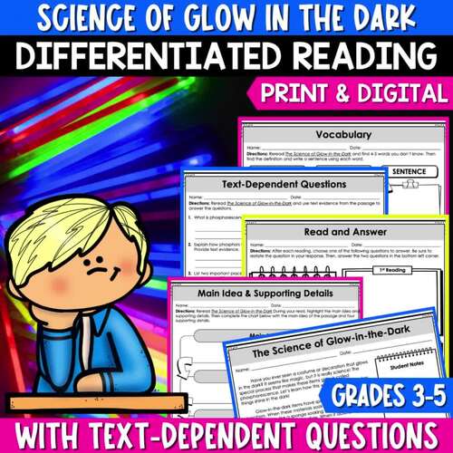 Science of Glow in the Dark Close Reading Passage & Activities ...