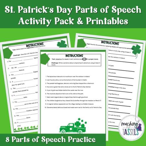 4th Grade St. Patrick’s Day Parts of Speech Activity Pack & Printables