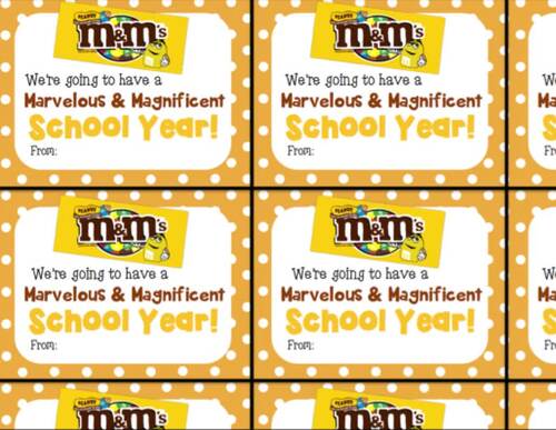 All Chocolate Bag Beginning of Year Treat Tag Bundle- KitKat, M&M's ...