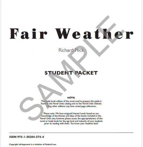 Fair Weather Novel Units® Student Packet Novel Study | TPT