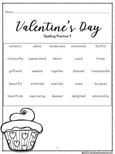 Valentines Day Spelling Practice 4 - 25 Spelling Words by Jana Does ...