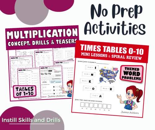 Multiplication Facts of 1 to 10 Fluency Practice & Review Worksheets BUNDLE