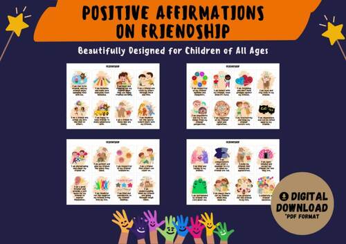 32 Positive Affirmation Cards on Friendship for Children | TPT