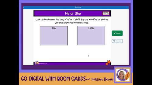Boom™ Cards: Pronouns- 'He' or "She' for speech therapy by Katrina Bevan