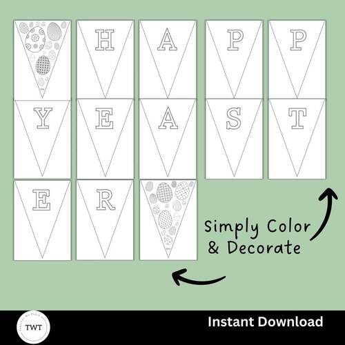 Easter Bunting Colour/Decorate Yourself by Together We Teach AU | TPT
