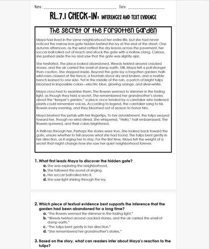 7th Grade Reading Progress Mini Assessments BUNDLE (RI.7.1-7.6 & RL.7.1 ...