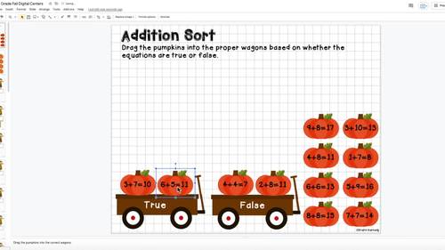 2nd Grade Fall Themed Digital Math Centers Google Slides Activities