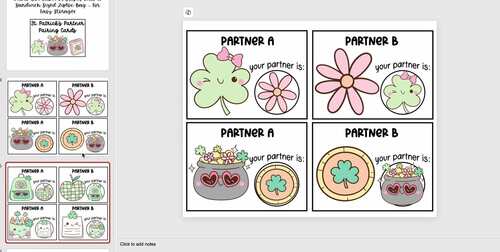 St. Patrick's Theme Partner Pairing Cards - Classroom Management