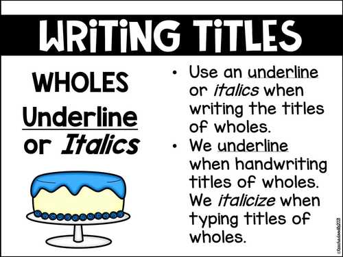 Writing Titles Punctuating and Capitalizing Slideshow Notes Practice ...