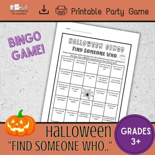 Halloween Bingo Game | Find Someone Who Bingo | Halloween Party Games