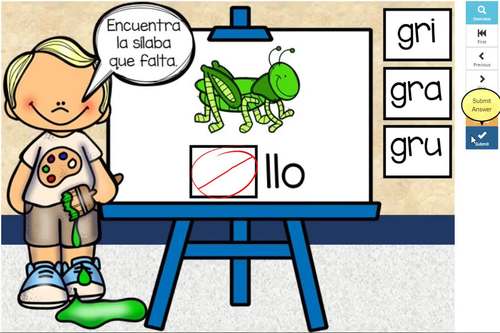 BOOM Cards Sílabas trabadas Gr (gra, gre, gri, gro, gru)- Distance Learning