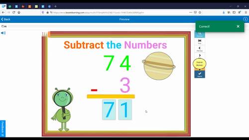 2 Digit by 1 Digit Subtraction Without Regrouping Boom Cards 1st Grade Math