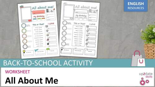 Back to School Activity | All About Me Worksheet in English [ESL speaking]