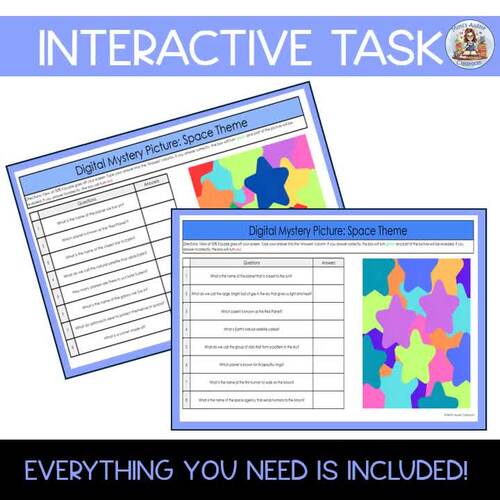 Digital Mystery Pictures – Space Theme (Self-Checking Activities) Bundle