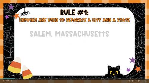 Commas are NOT Spooky! Canva slides and comma review worksheet by ...