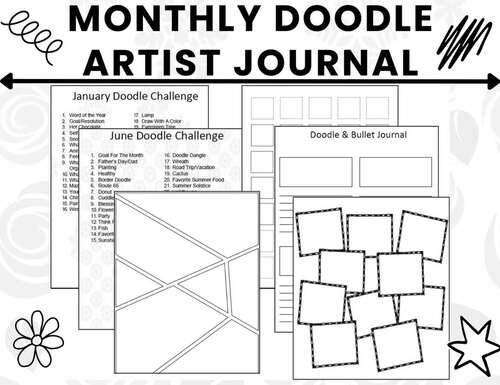 Monthly Doodle Journal -Make Art Daily with this Artist Journal-Monthly ...