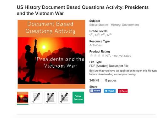 US History Document Based Questions Activity: Presidents and the ...