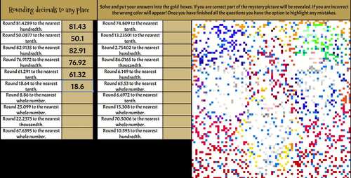 Rounding Decimals to Any Place Christmas Math Pixel Art | TpT