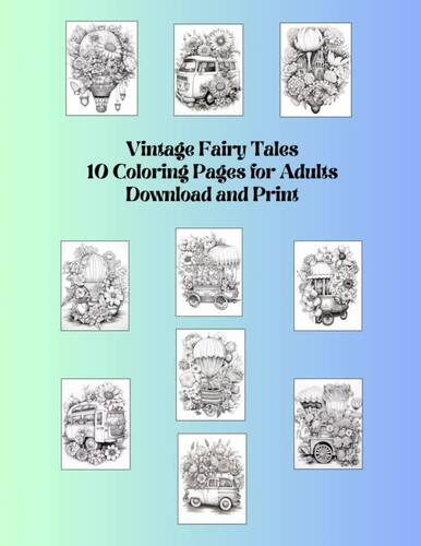 Vintage Fairy Tales, 10 Coloring Pages for Adults | TPT