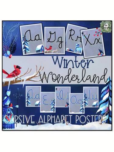 Winter Wonderland Snow Themed classroom Decor | Alphabet CURSIVE wall ...