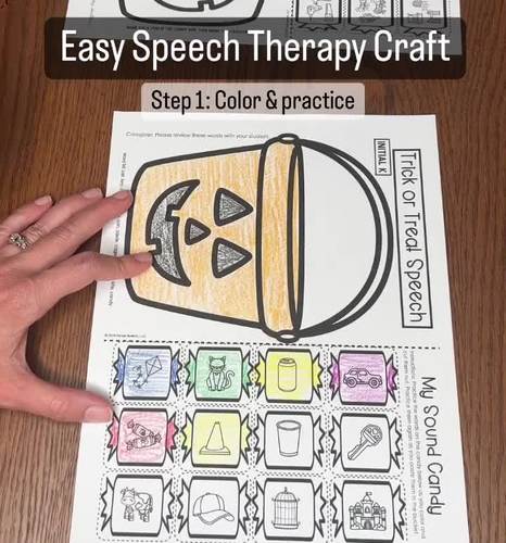 Trick or Treat Speech One Page themed Speech Therapy Craft by Panda Speech