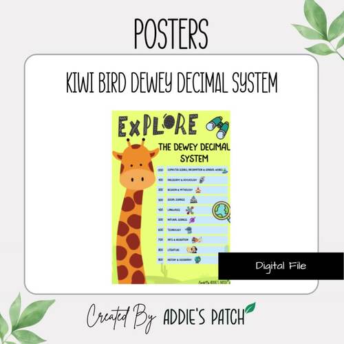 Dewey Decimal Classification System Poster - Kid Friendly by Addies Patch