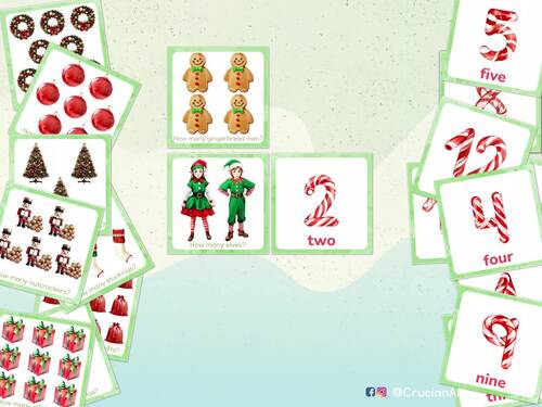 Christmas Counting & Number Recognition Matching Cards, Numbers from 1 ...