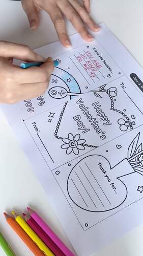 Valentine’s Day Card Craft Writing Prompts | Printable Coloring Cards
