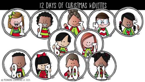 Kidlettes clip art 12 days of Christmas COLORED Version by Melonheadz ...