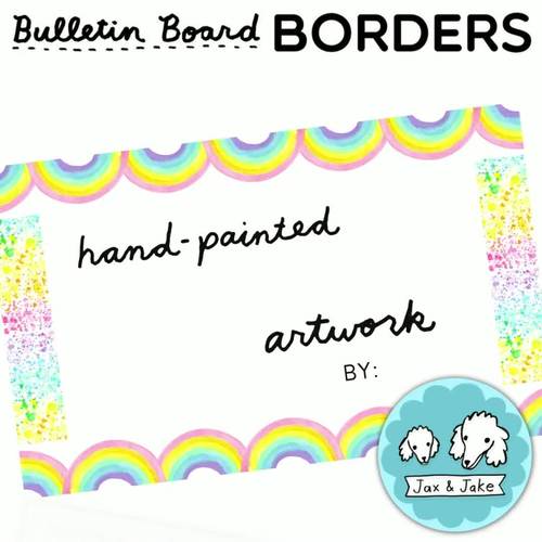 Pastel Rainbow Watercolor Bulletin Board Borders - Spring Classroom Decor