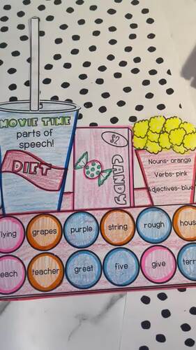 Parts of Speech Popcorn Movie Craft by The Teaching Diva Corner | TPT