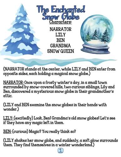 Winter Reader's Theater Enchanted Snow Globe Fluency Grade 6 ELA toast23