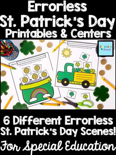 Errorless St. Patrick's Day Cut and Paste Worksheets and Centers for ...