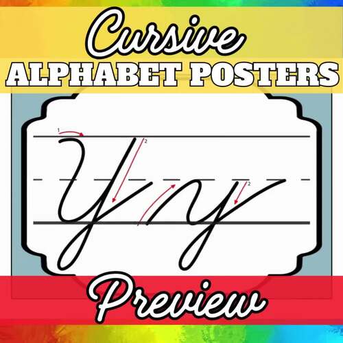 Cursive Alphabet Posters Zaner-Bloser COLORFUL by teachandachieve