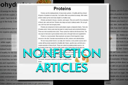 2nd 3rd Grade Nutrition Nonfiction Reading Passages with Questions Word ...