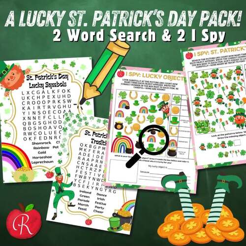 St. Patrick’s Day Fun Pack: 2 Word Searches & 2 I Spy Games! | by Ms ...