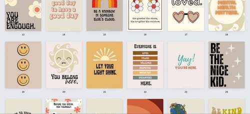 Classroom Decor: Boho Retro Groovy Growth Mindset and Mental Health Posters