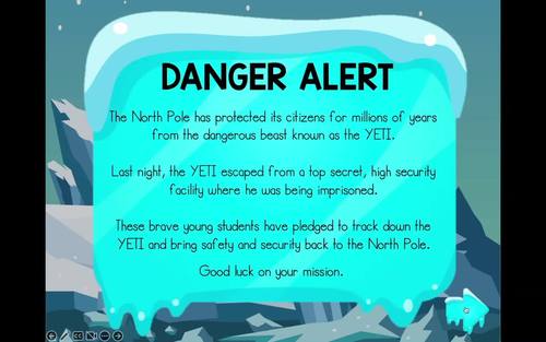 MATH REVIEW Digital Winter Yeti Escape Room Activity Grade 2 Skills