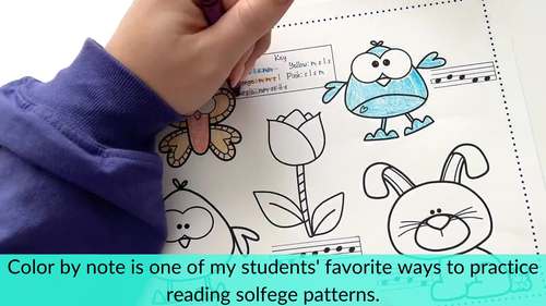 Sol Mi Spring Color by Note Worksheets // Solfege coloring sheets print ...