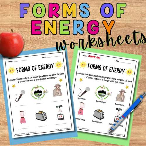 different forms of energy Worksheets | Different forms of energy activities