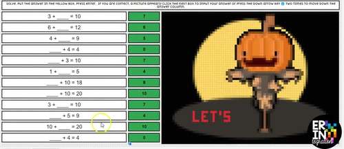 Addition Solve for Unknown / Missing Addends Pixel Art Math Practice ...